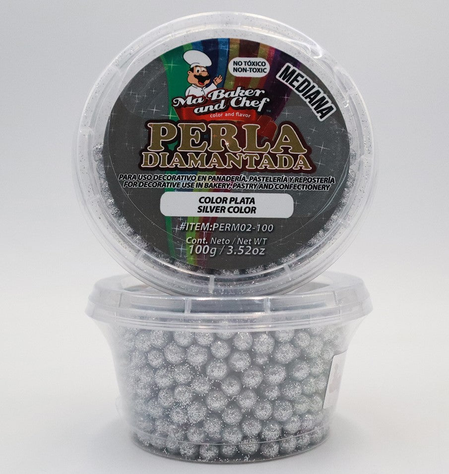 Perla Diamantada Mediana - 100g - Ma Baker and Chef - Plata – Distribuidora Del Pastelero