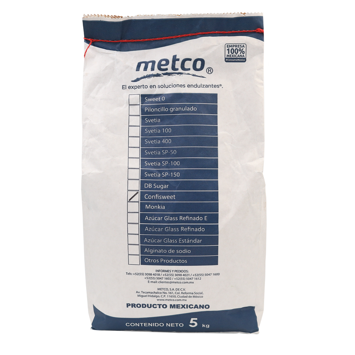CONFISWEET ENDULZANTE SIN AZUCAR SACO 5 KG METCO – Distribuidora Del ...